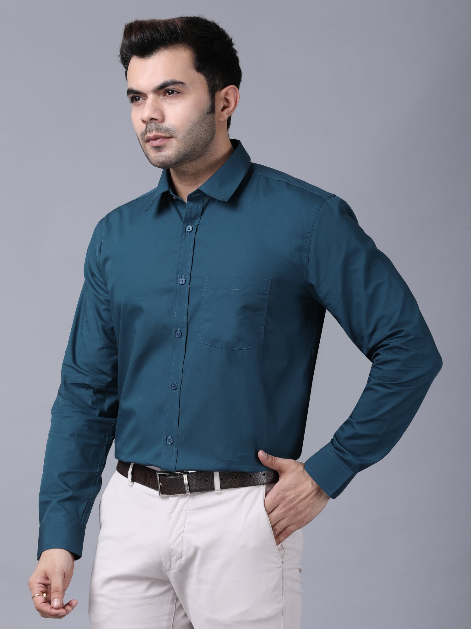 Teal Classic Formal Cotton Shirt for Men – TrueBrands